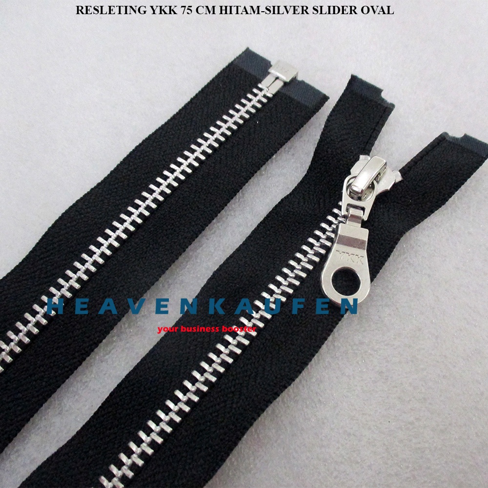 Jual Resleting Zipper Jaket YKK 75 cm / 30 inch Hitam Silver Open - End Buka - Lepas Slider Oval ...