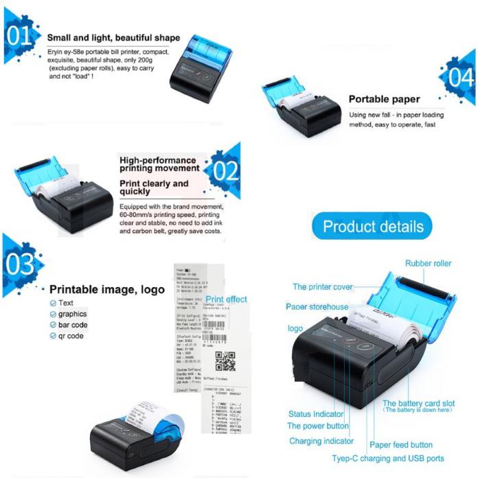 Jual PAKET PRINTER THERMAL BLUETOOTH PT02 + 10 ROLL KERTAS | Shopee Indonesia