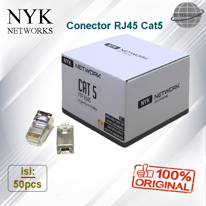 Jual NYK Conector Rj45 Cat5 FTP Besi isi 50pcs - Rj 45 Cat 5 Besi ...
