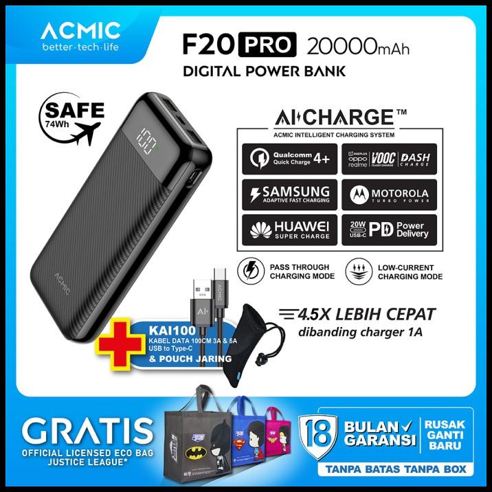 Jual Acmic F20Pro 20000Mah Aicharge Digital Power Bank (Qc4 + Pd + Vooc ...
