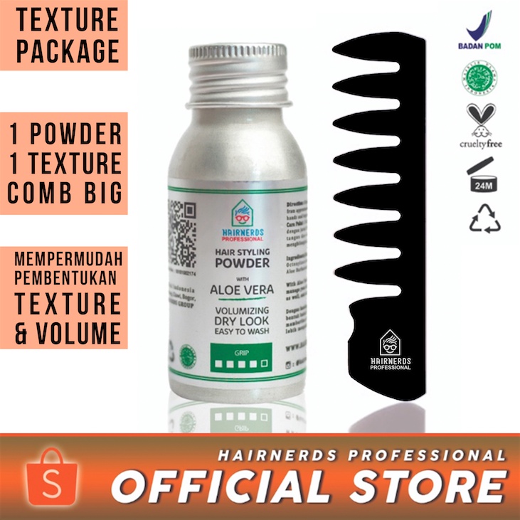 Jual Hairnerds Professional - Powder / Pomade Bubuk + Texture Comb ...