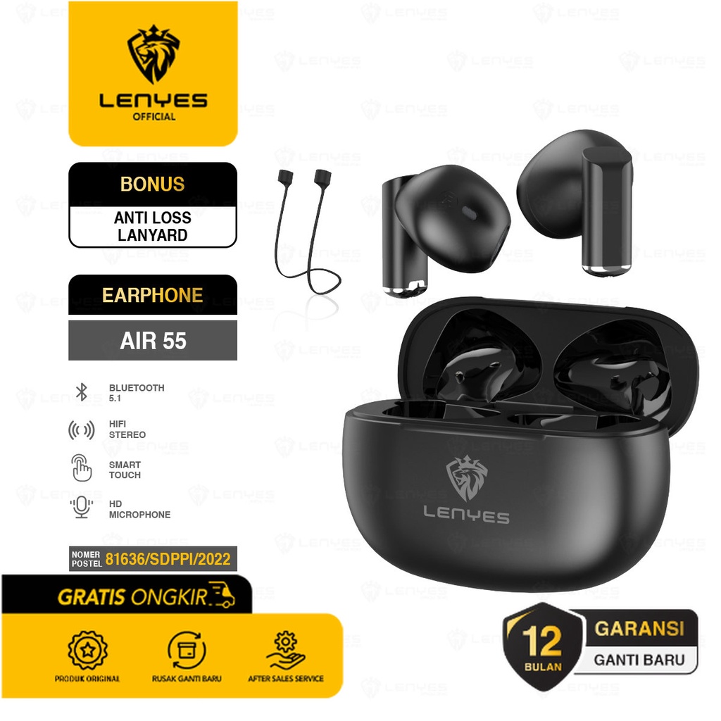 Jual LENYES TWS Earphone Air 55 True Wireless Touch Hi-Fi Sound ...