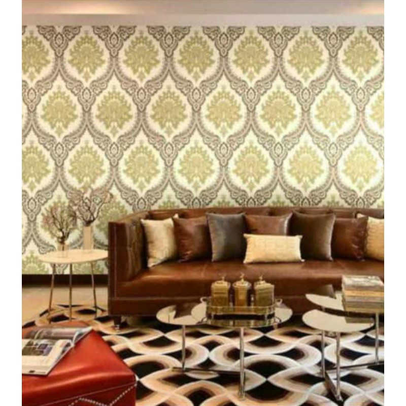 Jual Wallpaper Dinding Motif Batik Coklat Gold Shopee Indonesia