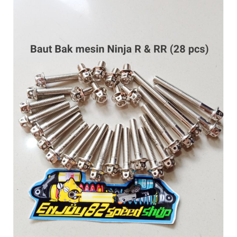 Jual Baut Bak Mesin Besi Crome Silver Ninja R & RR & ss ( isi 28 pcs) copy heng | Shopee Indonesia