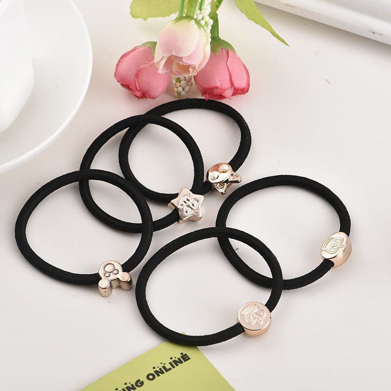 Jual ~ PIYOSHI08 ~ Ikat Rambut Model Korea Hitam Polos Tebal Motif ...