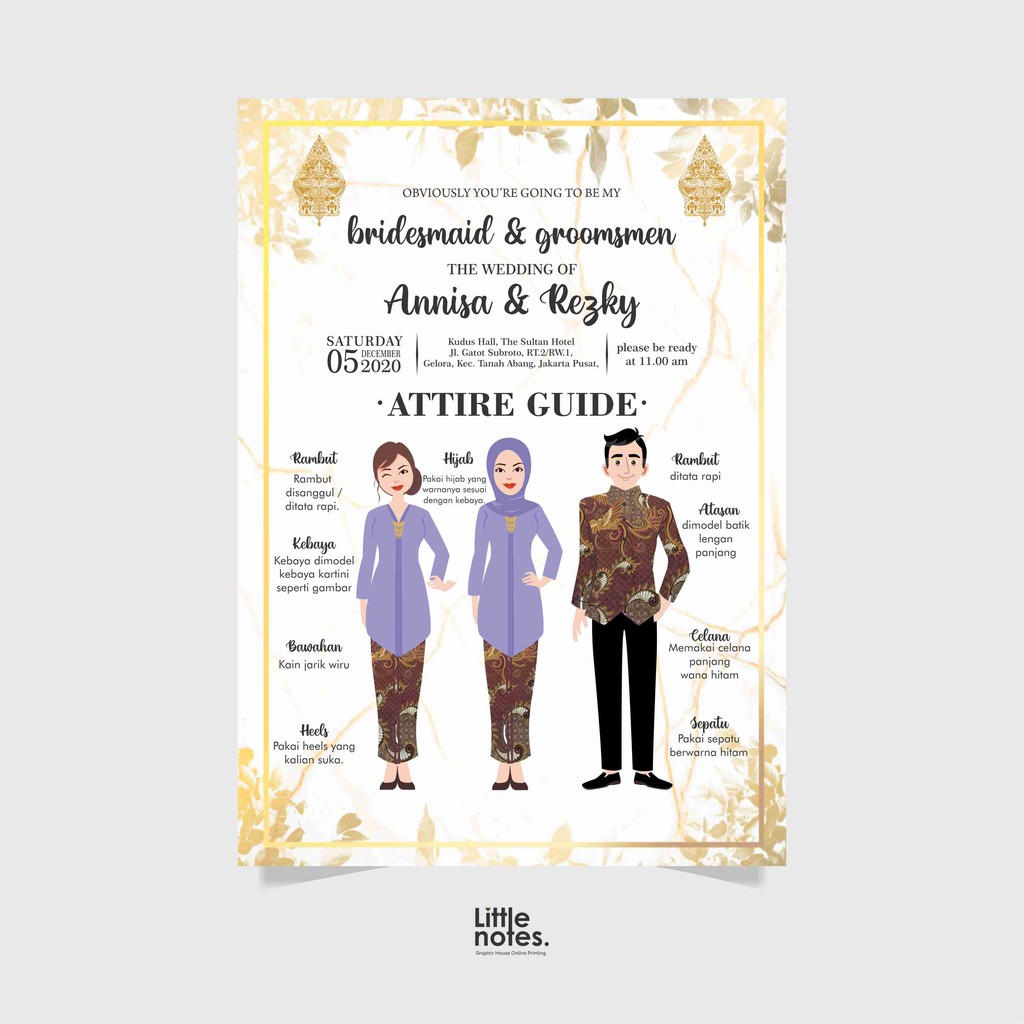 Jual ATTIRE GUIDE CARD / BRIDESMAID CARD | Shopee Indonesia