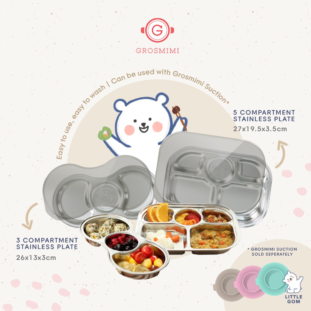 Jual Grosmimi Stainless Plate sekat 3 dan 5 | Shopee Indonesia