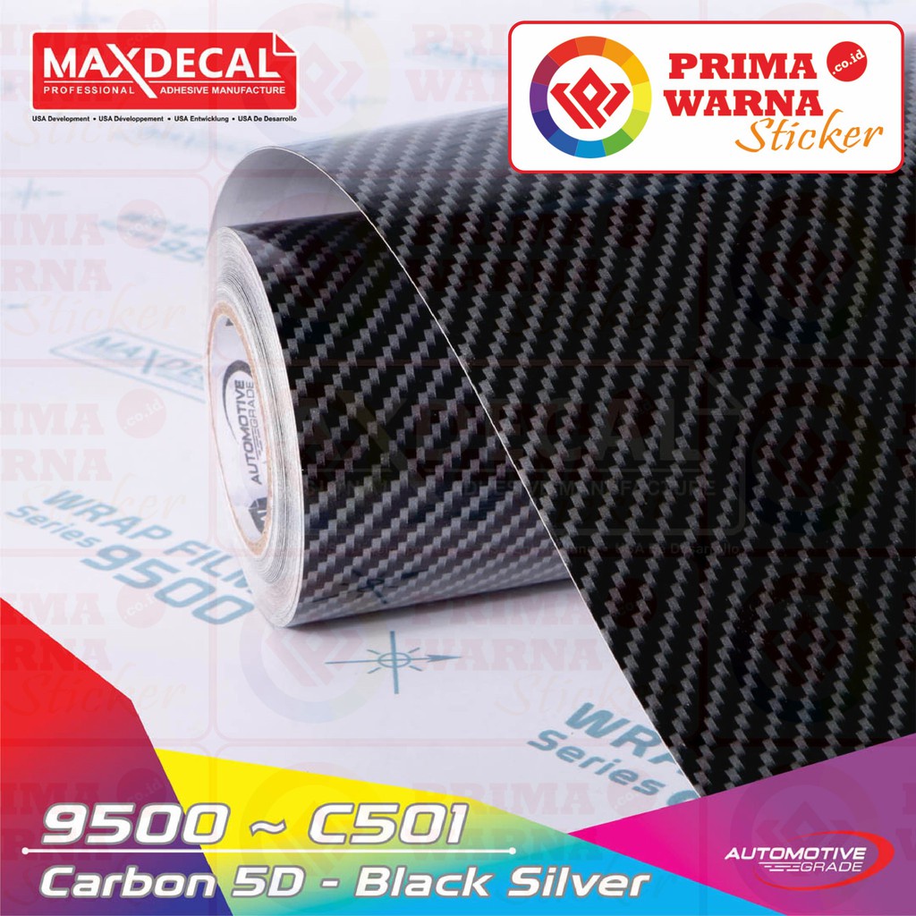 Jual Maxdecal 7500 C501 Carbon 5D Black Silver, Carbon Series Sticker ...