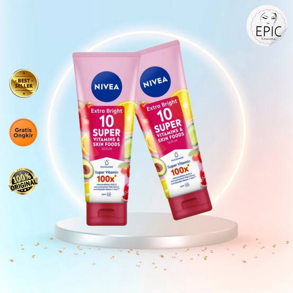 Jual NIVEA Extra Bright 10 Super Vitamins & Skin Foods Serum 180ml ...