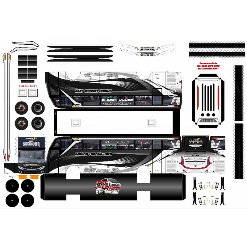 Jual Lembaran Pola PaperCraft Bus STJ RHUDOUR JB3+SHD SKALA 1:50 ...