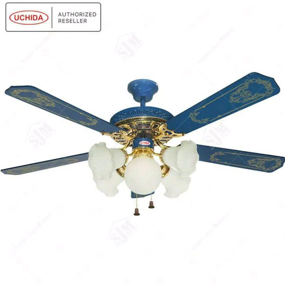Jual Ceiling Fan Uchida 52 inch 5 Lampu Uchida CF 114 (Biru) | Shopee ...