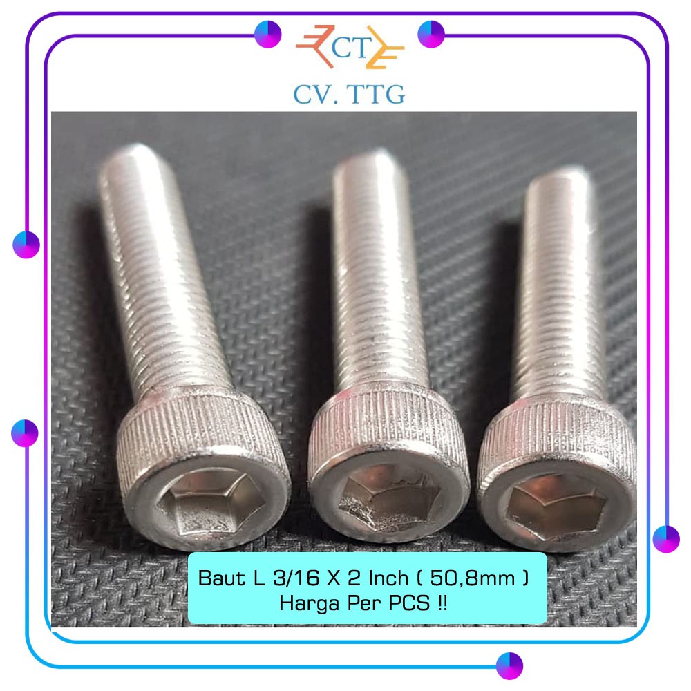 Jual Baut L 3/16 X 2 Inch ( 50,8mm ) Stainless Steel | Shopee Indonesia