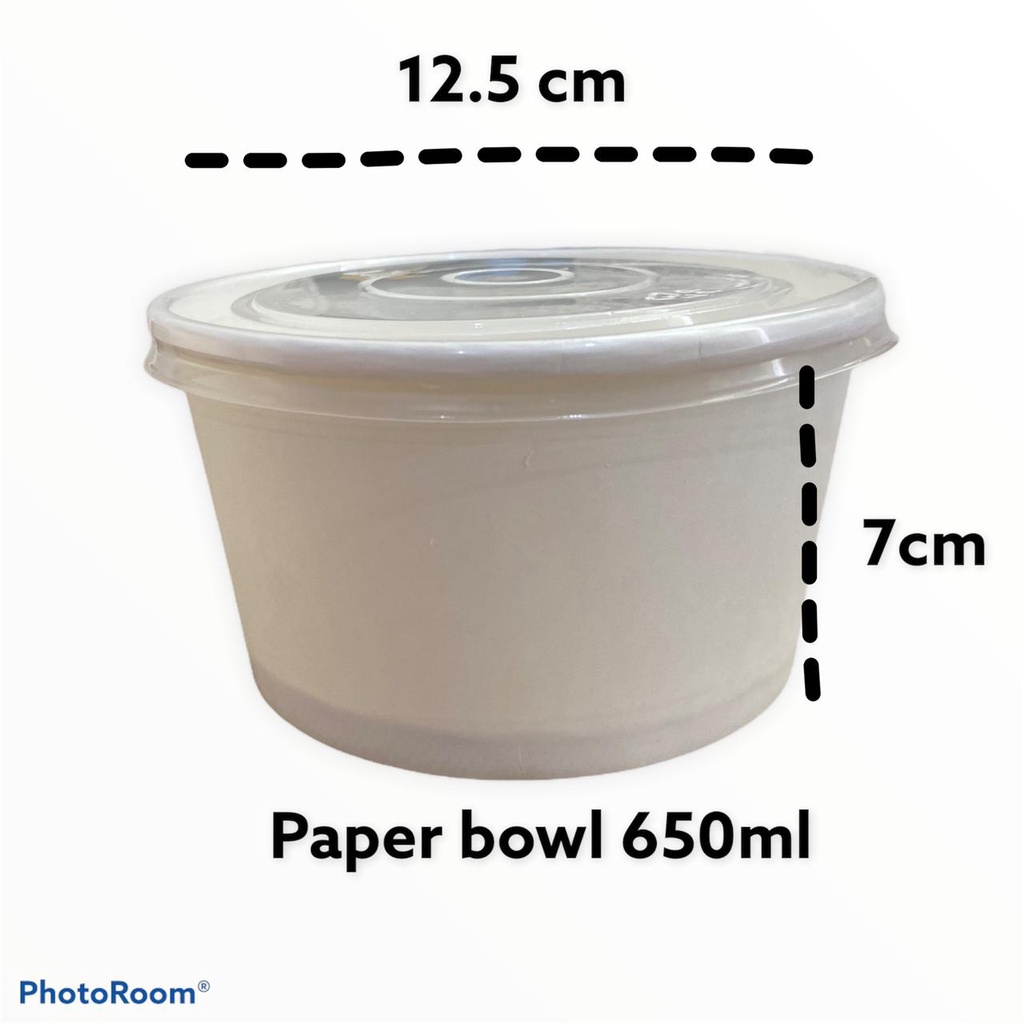 Jual PAPER BOWL/MANGKOK KERTAS/RICE BOWL/WADAH KERTAS 650 ML + TUTUP ...