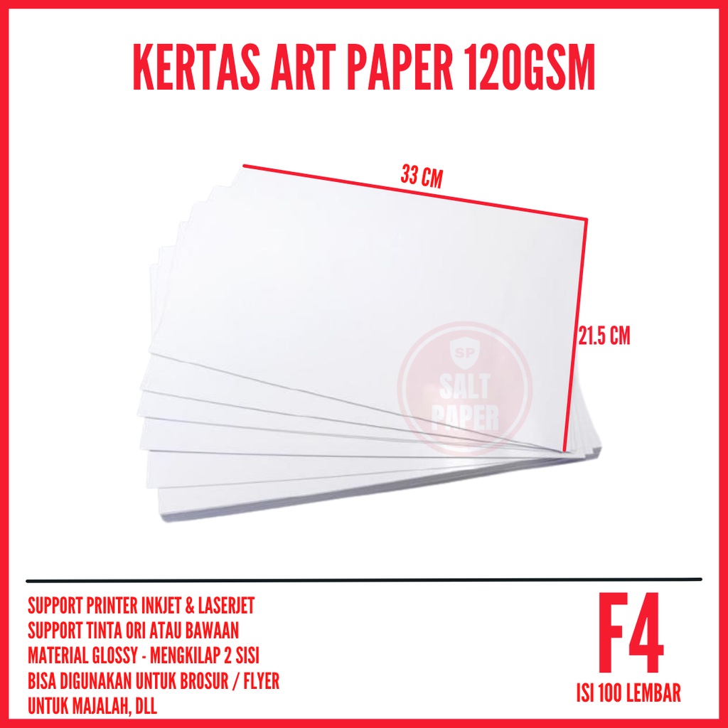 Jual Art Paper F4 120 Gsm Isi 100 Lembar Kertas Brosur F4 Shopee