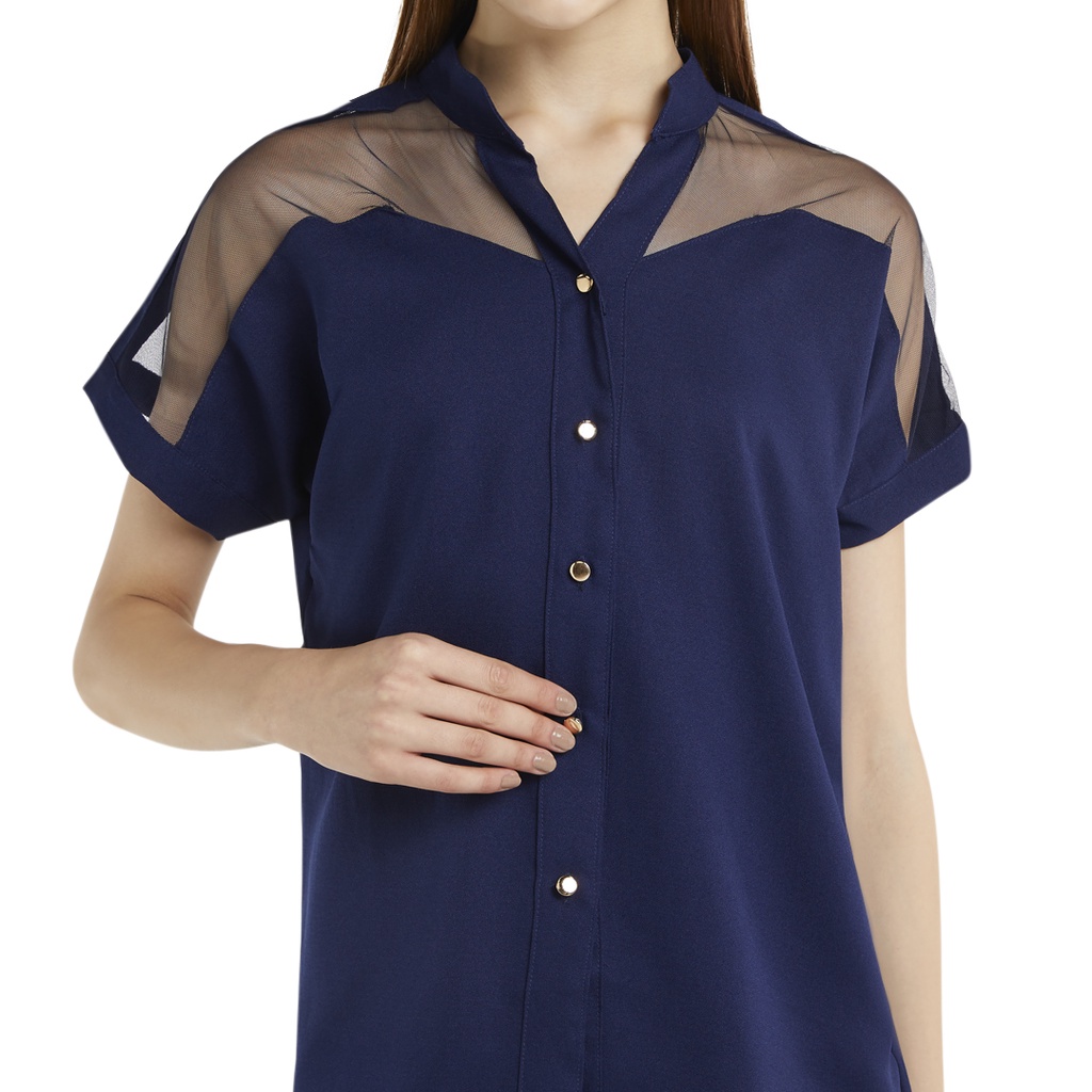 Jual Fulisa Navy Real Pic Kemeja Wanita | Shopee Indonesia
