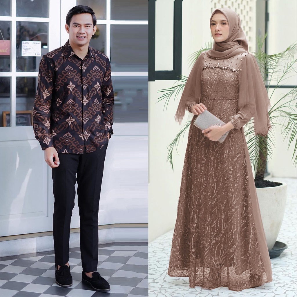 Jual Baju Batik Couple Gamis Brukat | Batik Couple Baju Tunangan ...