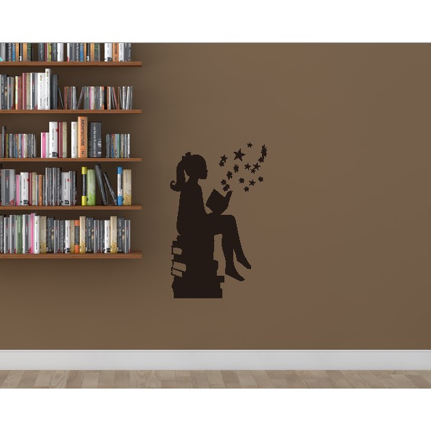 Jual Wall Stiker Siluet Wanita Buku Dekorasi Sticker Dinding Library ...