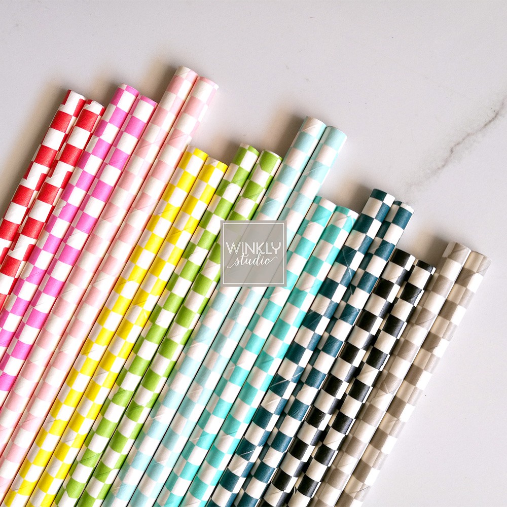 Jual Checkers Paper Straw / Sedotan Kertas Motif Kotak | Shopee Indonesia