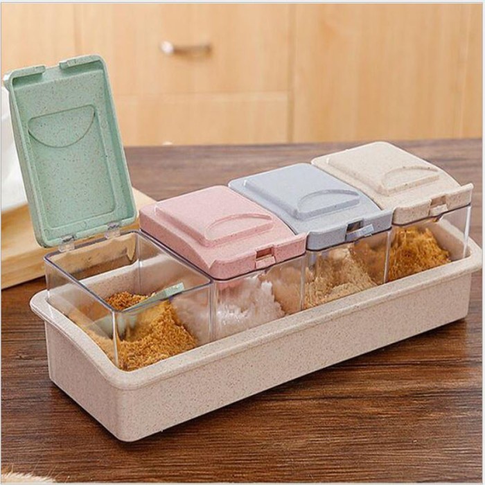 Jual PROMO - Tempat bumbu set wadah bumbu dapur 4 in 1 Seasoning Salt ...