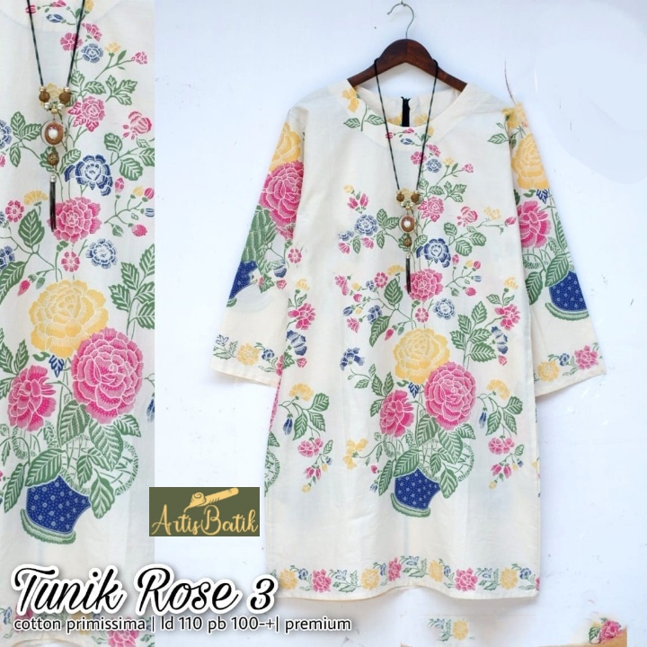 Jual NEW ARRIVAL TUNIC ROSE 3 LD 110 BIG SIZE TUNIK WANITA BATIK MOTIF BATIK SERAGAM KULIAH ...