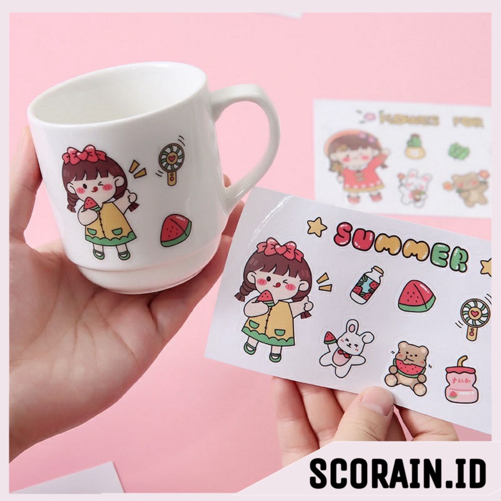 Jual STIKER MOTIF KOREAN GIRL LUCU AESTHETIC | STICKER BOTOL HP GELAS ...