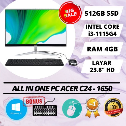 Jual ALL IN ONE PC ACER C24 - 1650 - CORE i3 GEN 11 - SSD 512 GB - RAM ...