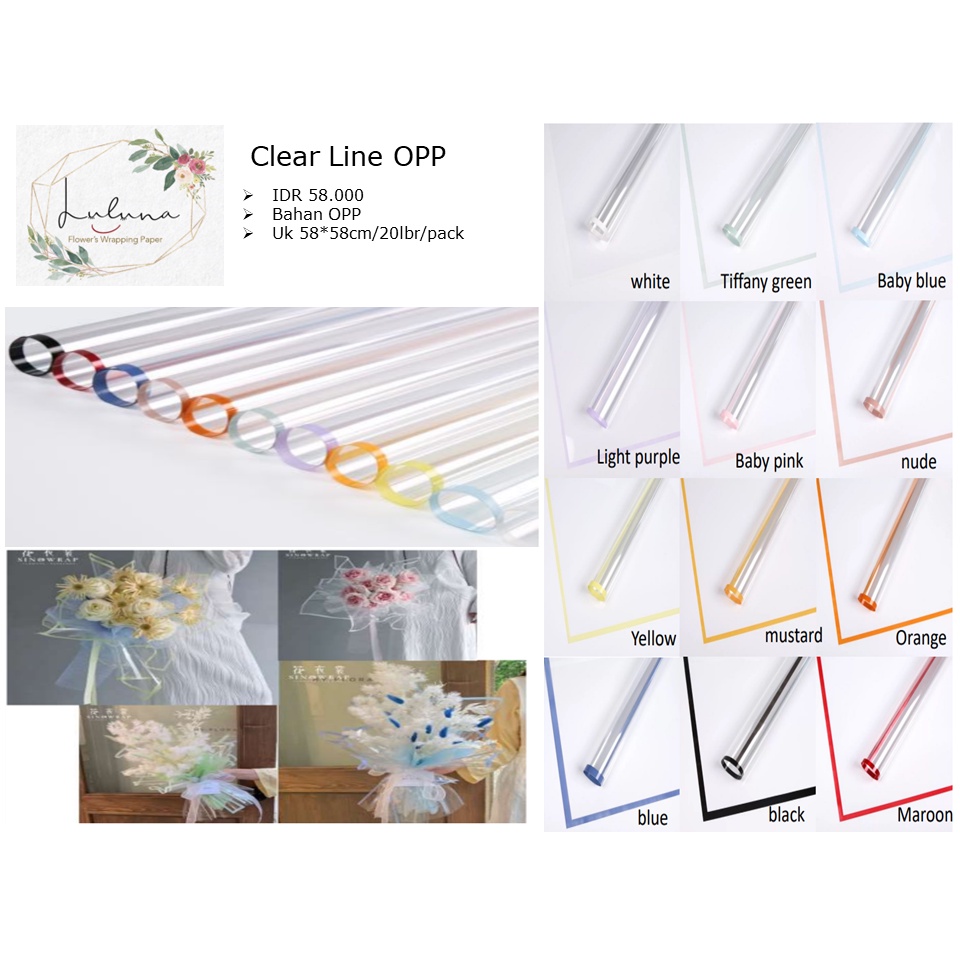 Jual Kertas Bunga / 20 LEMBAR Clear Line OPP / kertas wrapping / buket ...