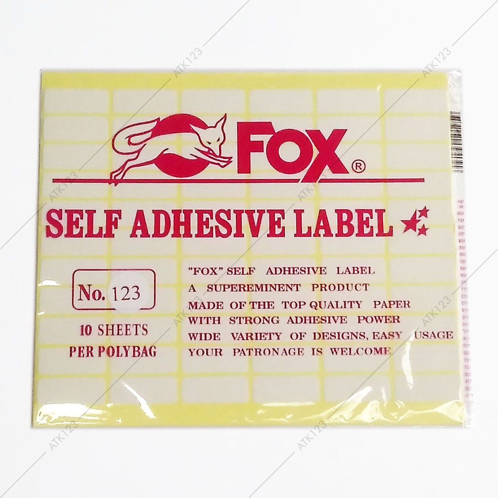 Jual Kertas / Label Stiker Fox No. 123 uk. 12 x 30 mm (Persegi Panjang ...