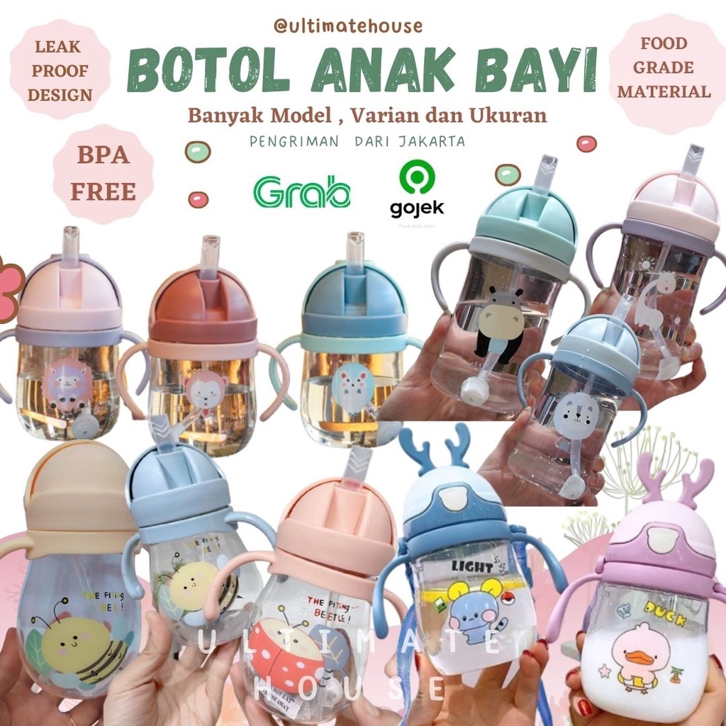 Jual Botol Minum Bayi Botol Anak Botol Balita Sedotan Anti Tumpah Baby Cup Botol Minum 300ML ...