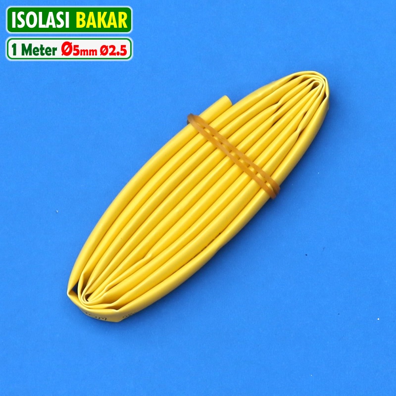 Jual Isolasi Bakar 5mm 1 Meter Susut Panas Pelindung Kabel Kuning Tebal ...