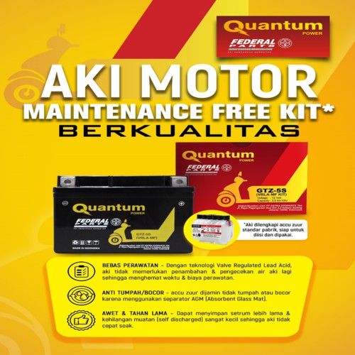 Jual Aki QUANTUM FEDERAL PARTS BATTERY GTZ 5S Kit FP-GTZ-5Skit-B ...