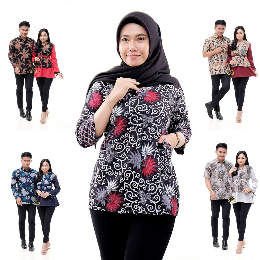 Jual Batik wanita ASJ SA HRB026 Kenongo Kemeja Tosca Pendek SERAGAM BATIK COPLE | Shopee Indonesia
