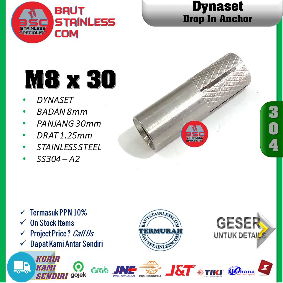 Jual DYNASET SS304 - DYNASET DROP IN ANCHOR STAINLESS A2 M8 | Shopee Indonesia