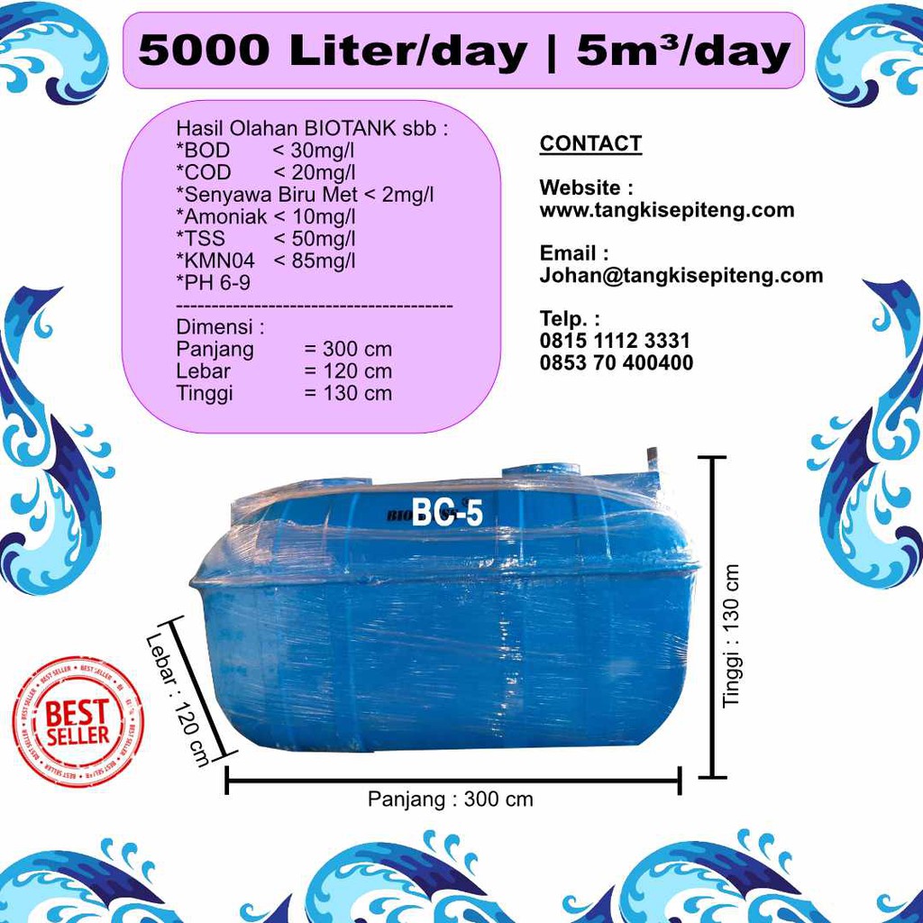 Jual BIOTECH Septic Tank 5000 Liter | 5 m3 | IPAL | Shopee Indonesia