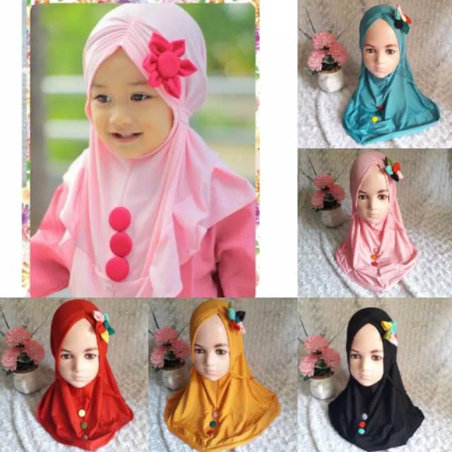 Jual jilbab anak bunga | Shopee Indonesia