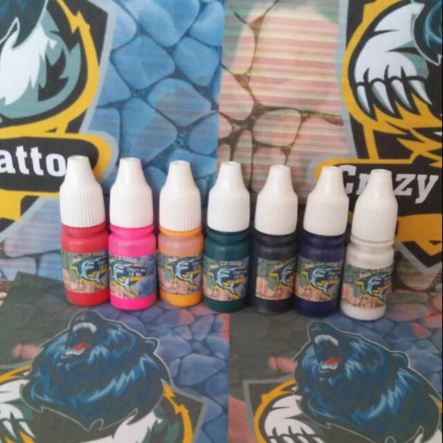 Jual tinta tattoo set 7 warna pigment pewarna tubuh tato intenze ...
