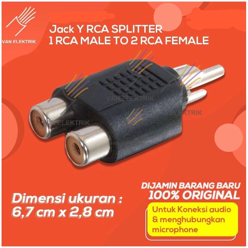 Jual Jack Y atau T RCA SPLITTER / 1 RCA MALE TO 2 RCA FEMALE | Shopee ...