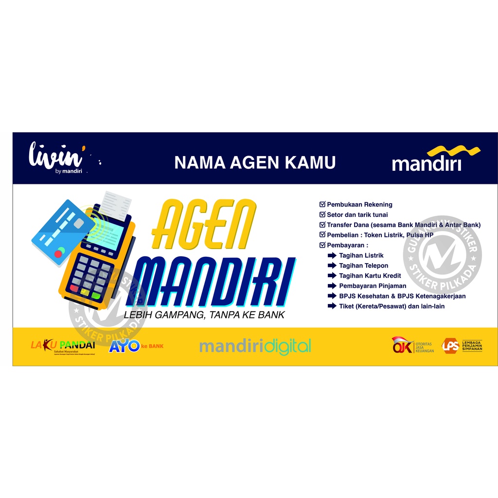Jual STIKER VINYL MEJA KASIR AGEN MANDIRI MODEL 4 (CUSTOM NAMA AGEN ...