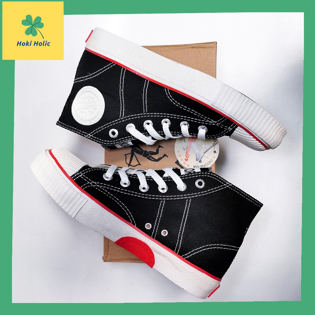 Jual SEPATU WARRIOR CLASSIC HIGH BLACK/WHITE ORIGINAL- SEPATU SEKOLAH ...
