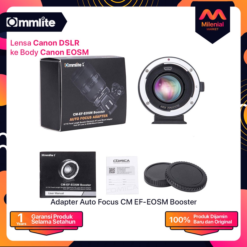 Jual Lens Mount Adapter Commlite CM. EF-EOS M BOOSTER For CANON EF ...