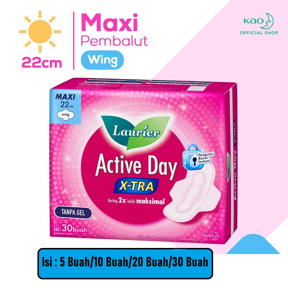 Jual Laurier Active Day X-tra Maxi 22 cm Wing isi 5/10/20/30 Buah ...
