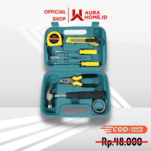 Jual Alat Set Perkakas Palu Tang Obeng Cutter Meteran 8in1 / Tool Set ...