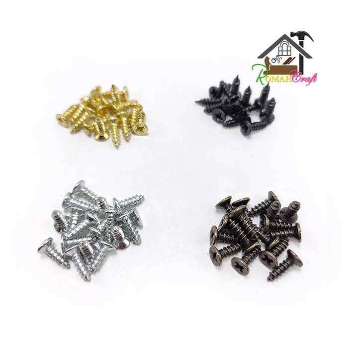 Jual Skrup mini kepala flat TF 6 x 10 mm ( 20 pcs ) P.S310 Screw Sekrup ...