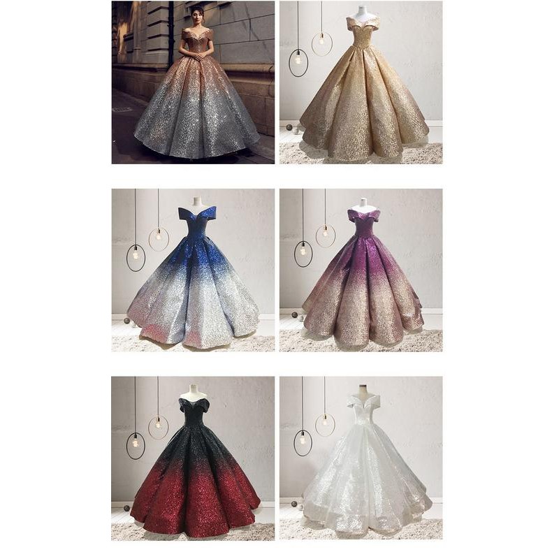 Jual Gaun Pengantin 1902017 Emas Biru Ungu Merah Putih Sabrina Wedding ...