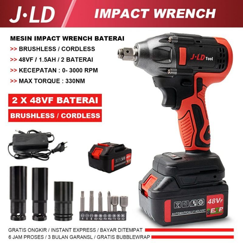 Jual Promo Cordless Impact Wrench Brushless Bor Battery JV88 battery ...