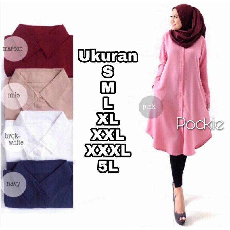 Jual Tunik Pockie Big Size Ukuran Size S M L XL 2XL 3XL 4XL XXL XXXL XXXXL 2L 3L 4L 5L Tunik ...