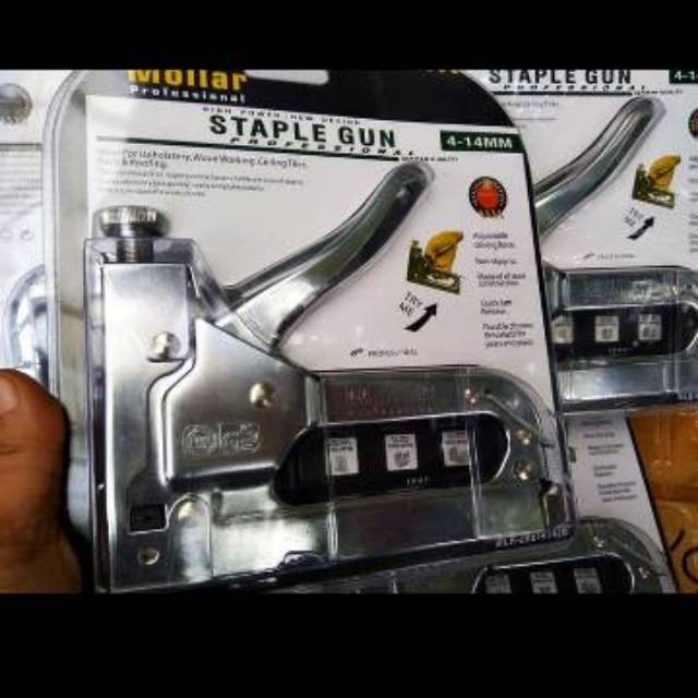 Jual Staples Manual Mollar Staple Gun Tacker 3way Staples Jok Motor ...