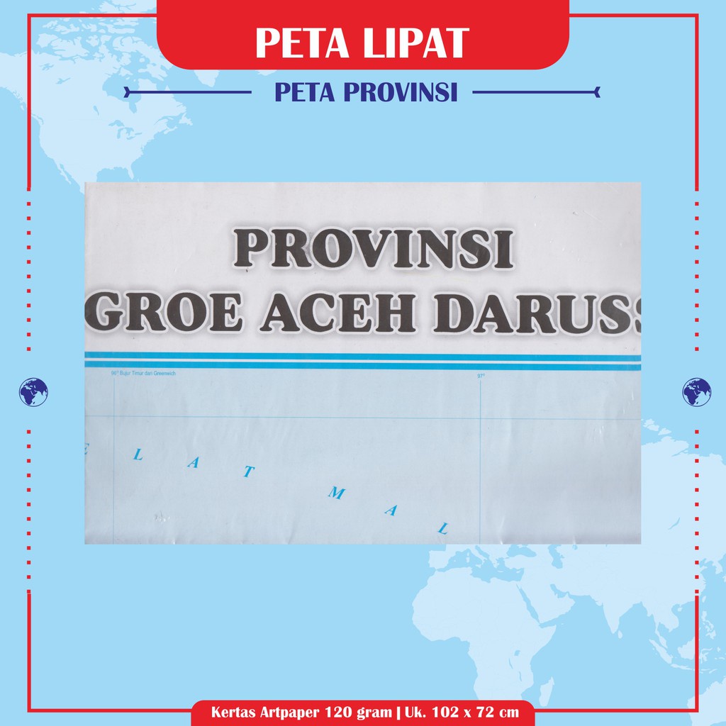Jual Peta Provinsi : Nangroe Aceh Darusalam / Sumatera Barat / Lampung ...
