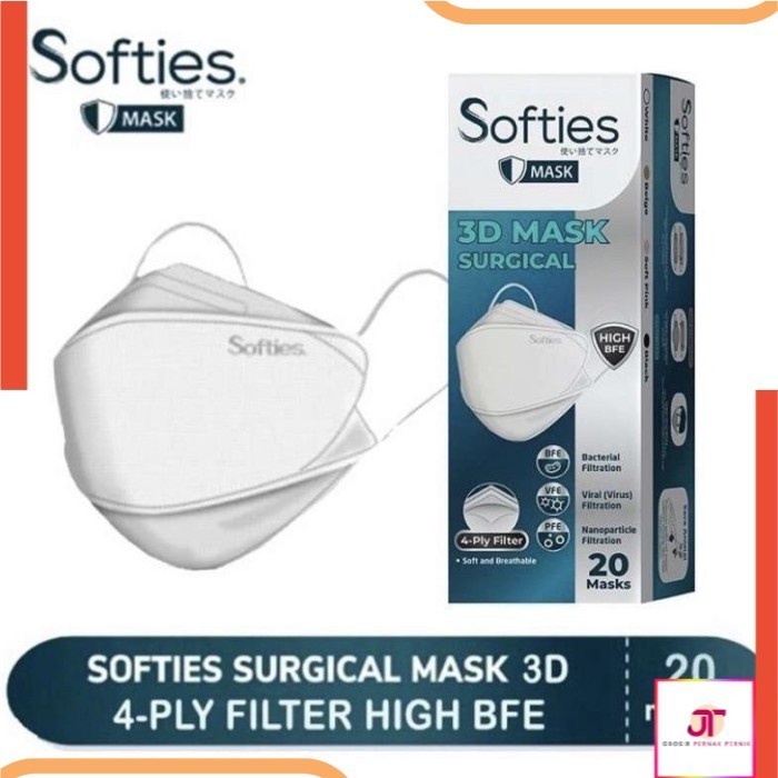Jual Softies 3D Mask Surgical 4-ply (Ori 100%) Putih - White | Shopee ...