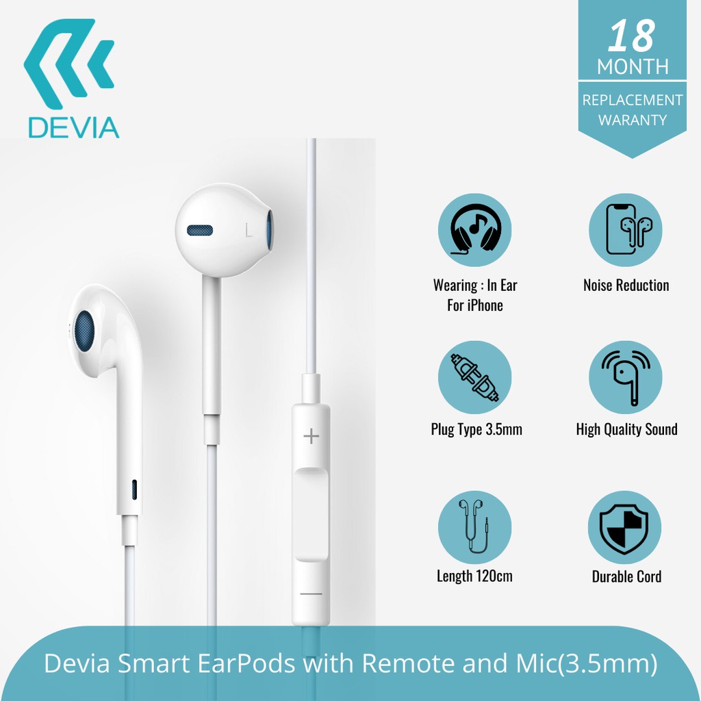 Jual Devia Smart EarPods with Remote and Mic 3.5mm | Shopee Indonesia